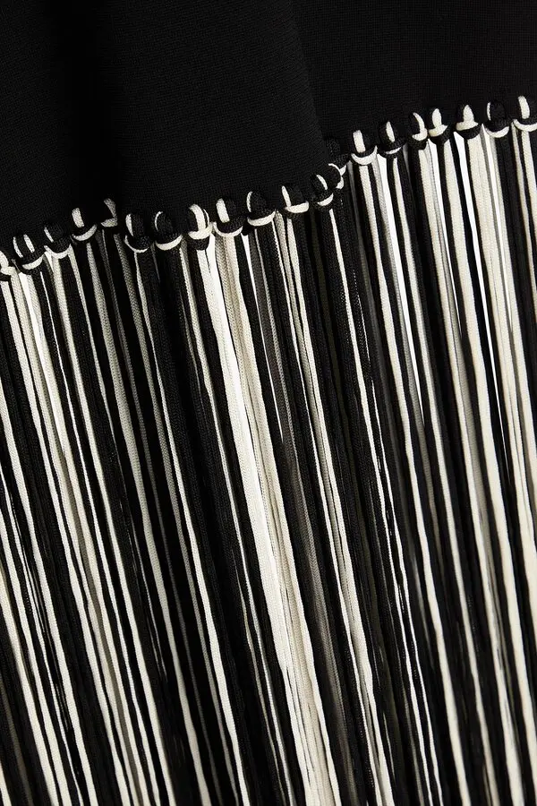 Sandro Fringed Stretch-knit Midi Dress