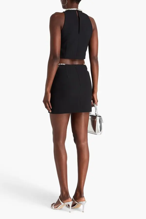 Sandro Cropped Crystalembellished Crepe Top