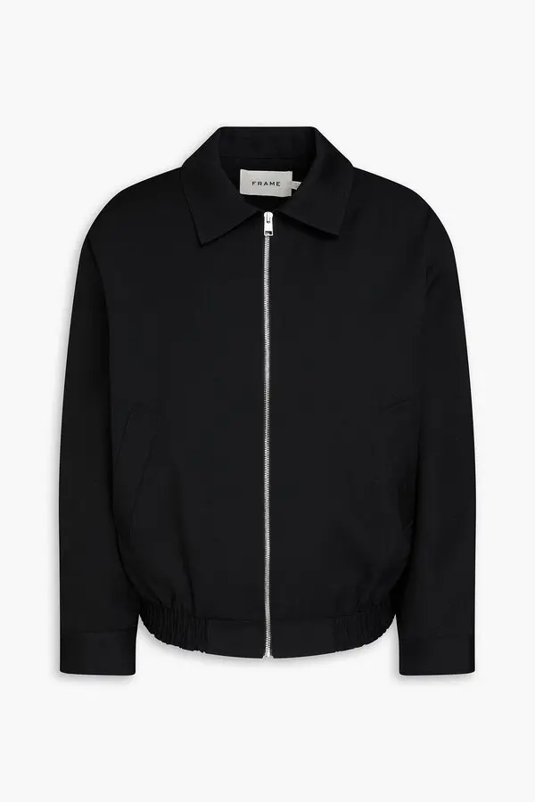 FRAME Wool-twill Zip-up Jacket - Black