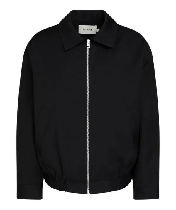 FRAME Wool-twill Zip-up Jacket - Black