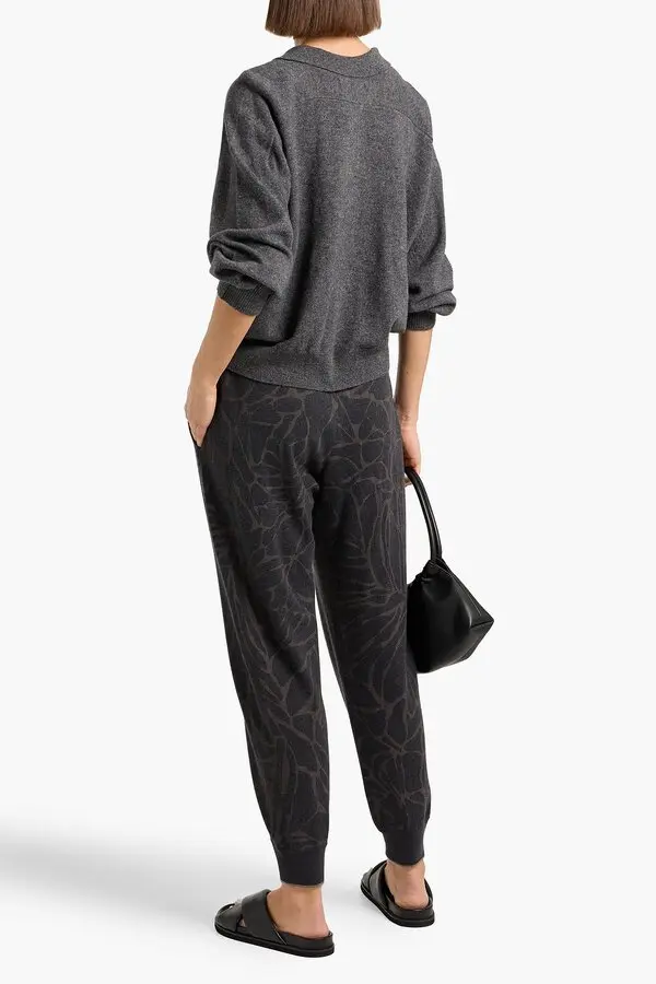 Brunello Cucinelli Printed Wool, Cashmere And Silkblend Track Pants