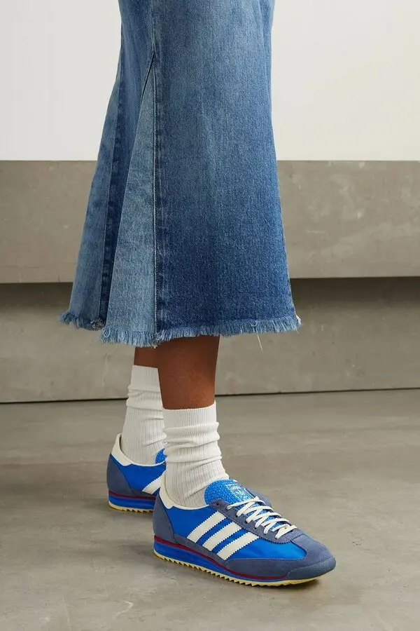 Adidas Sl 72 Og Suede And Leather Trimmed Canvas Sneakers - Blue
