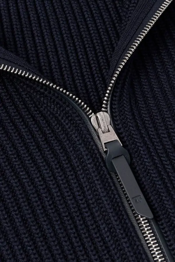 TOM FORD Slim-fit Ribbed Silk And Merino Wool-blend Cardigan