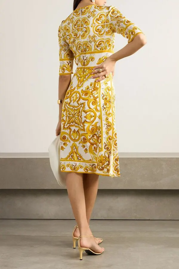 Dolce & Gabbana Maiolica Printed Silkblend Charmeuse Mini Dress
