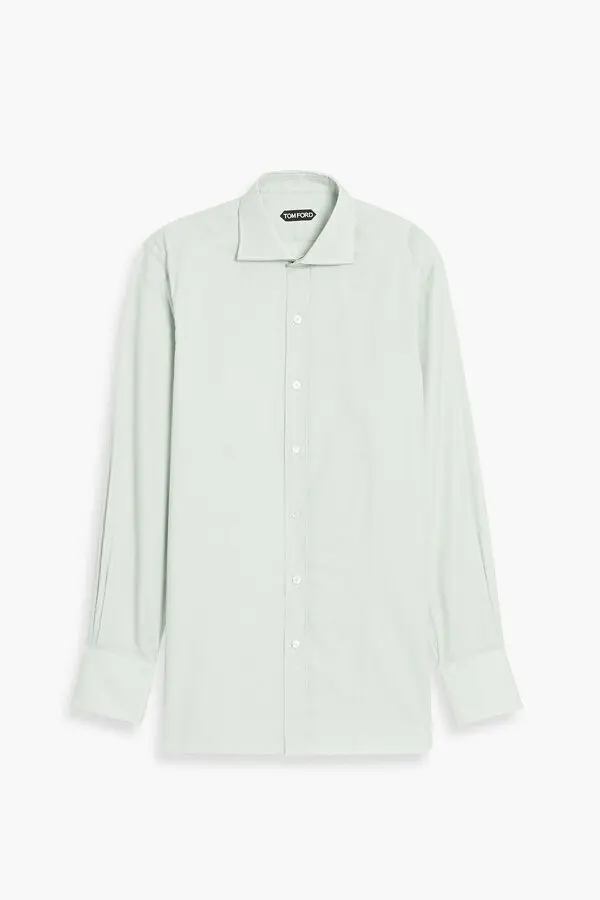 TOM FORD Checked Cotton Shirt - Light Green