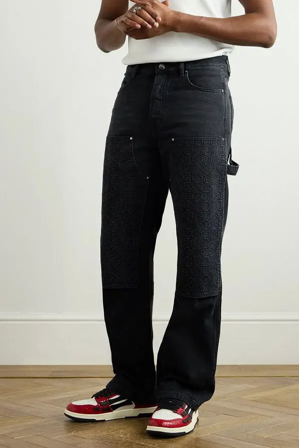 Amiri Straight-leg Paneled Debossed Jeans