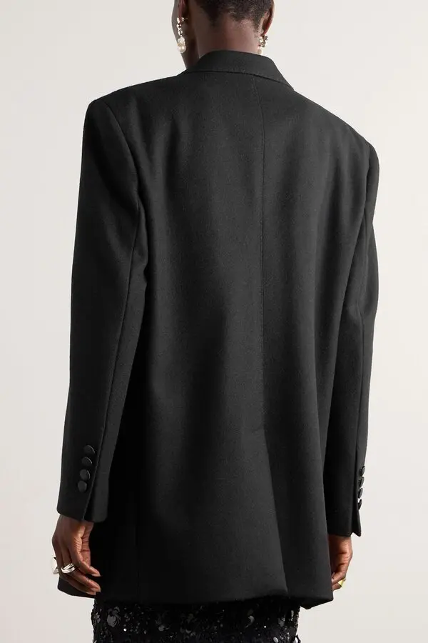 Dolce & Gabbana Doublebreasted Satintrimmed Brushed Woolblend Blazer