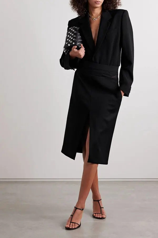 Stella McCartney Tulletrimmed Wooltwill Midi Skirt