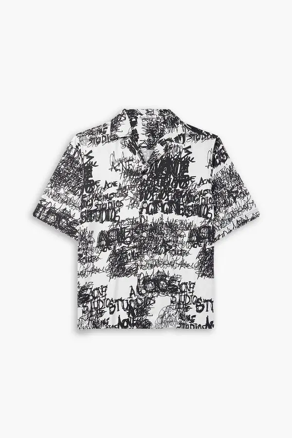 Acne Studios Sowen Oversized Campcollar Logoprint Twill Shirt