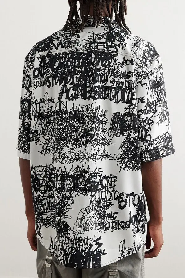 Acne Studios Sowen Oversized Campcollar Logoprint Twill Shirt