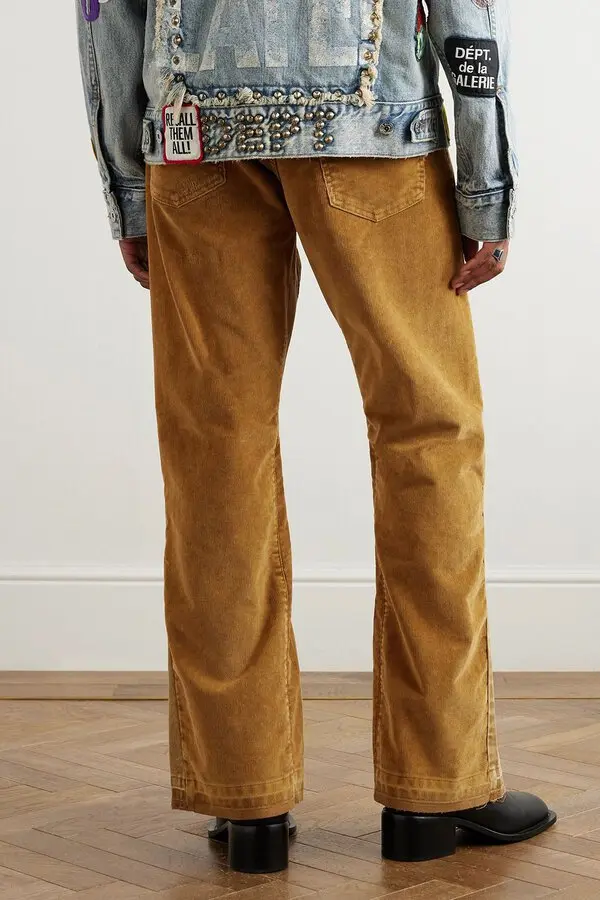 GALLERY DEPT. Flared Distressed Cottoncorduroy And Canvas Pants