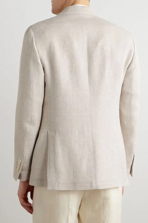 LARDINI Doublebreasted Linen And Woolblend Crepe Blazer