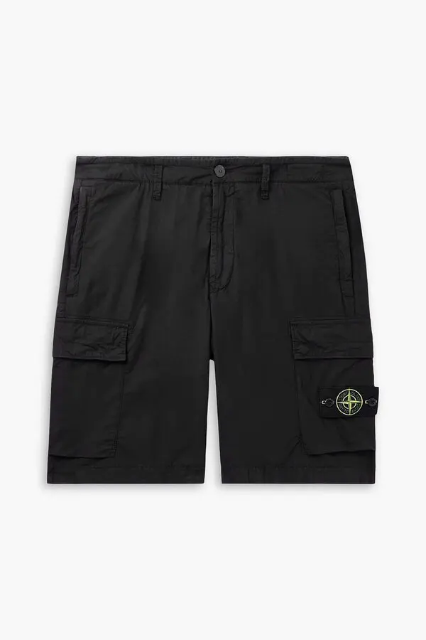 Stone Island Straightleg Logoappliquéd Cottonblend Canvas Cargo Shorts - Black