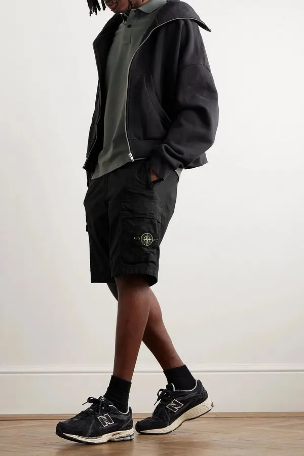 Stone Island Straightleg Logoappliquéd Cottonblend Canvas Cargo Shorts
