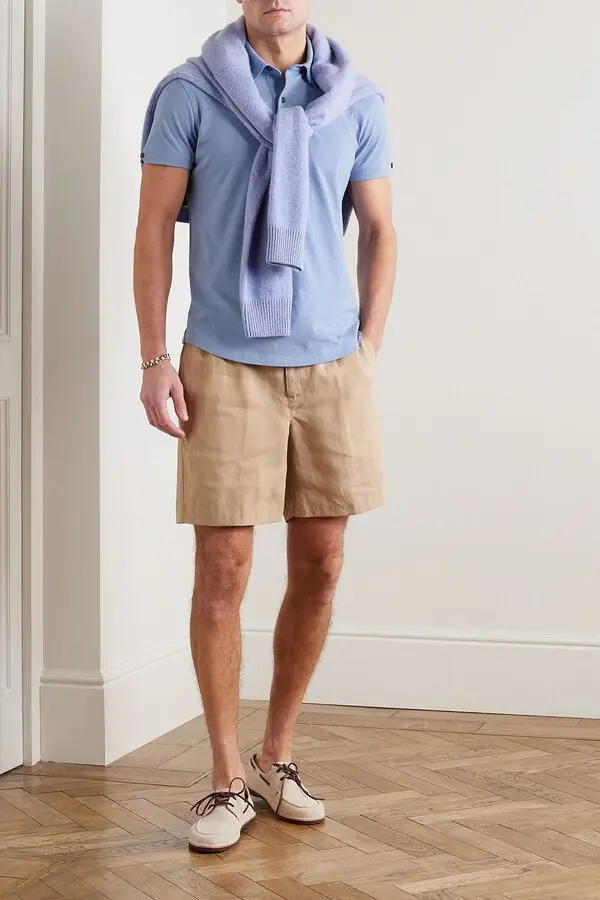 Orlebar Brown Sebastian Cotton And Silkblend Jersey Polo Shirt - Blue