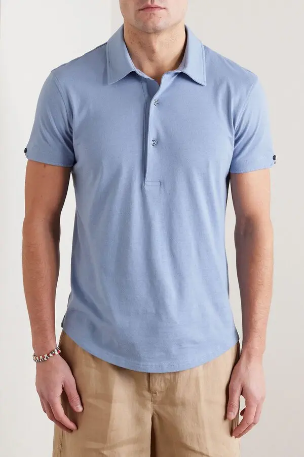 Orlebar Brown Sebastian Cotton And Silkblend Jersey Polo Shirt - Blue
