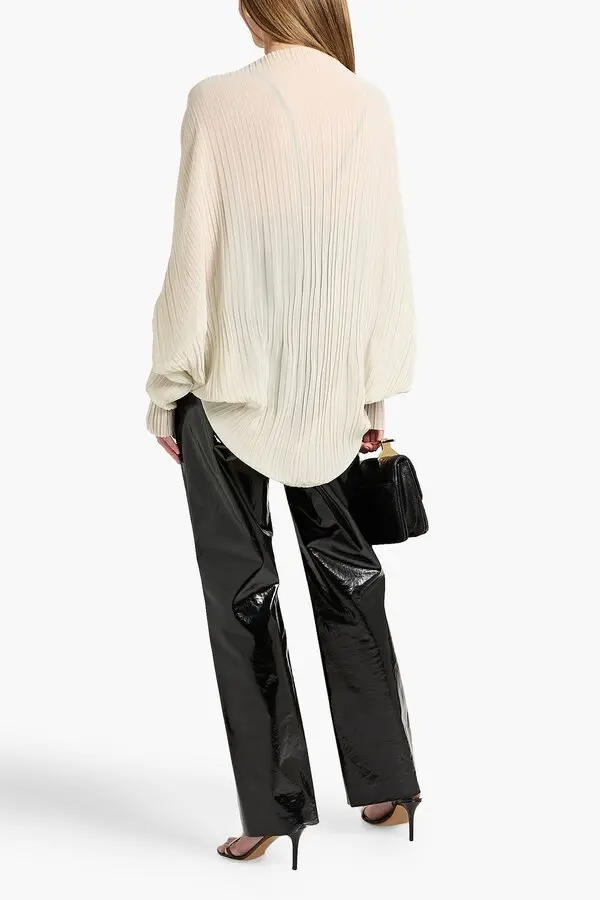 Max Mara Vesuvio Plissé Crepe De Chine Cape