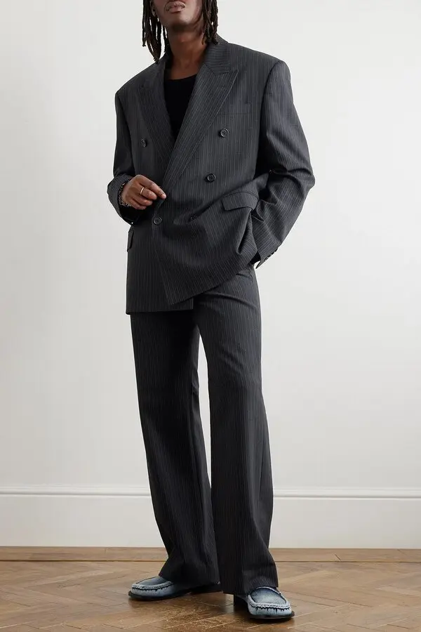 Acne Studios Jarvel Doublebreasted Pinstriped Woolblend Suit Jacket
