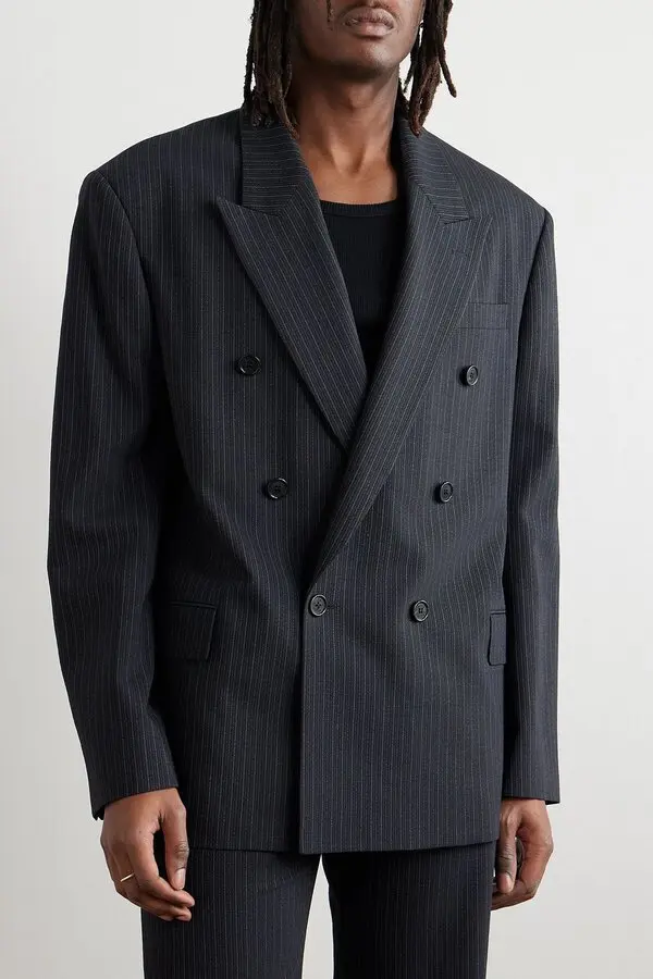 Acne Studios Jarvel Doublebreasted Pinstriped Woolblend Suit Jacket