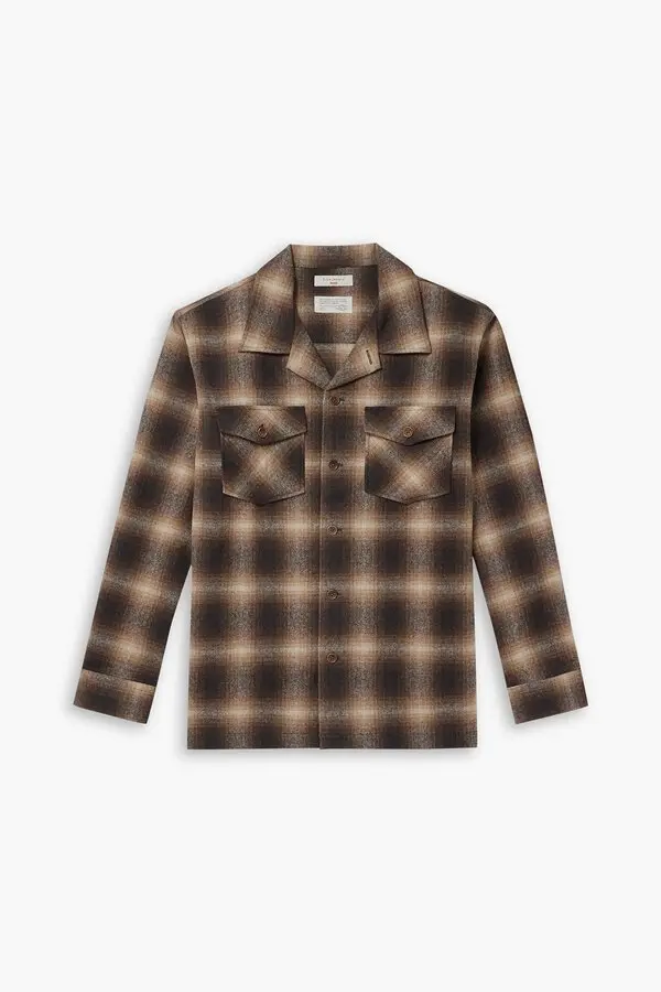 Nudie Jeans Vincent Campcollar Checked Woolblend Shirt - Brown