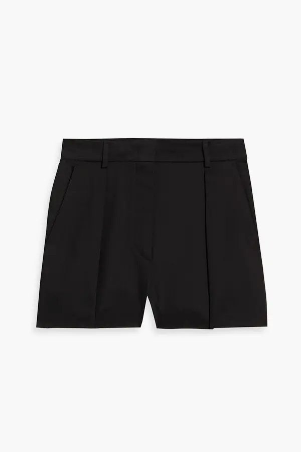 Sportmax Unico Pleated Cottonblend Twill Shorts - Black
