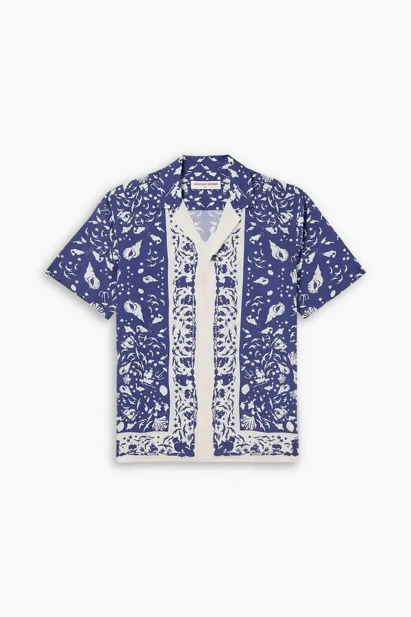 Orlebar Brown Maitan Campcollar Printed Lyocell Shirt - Blue
