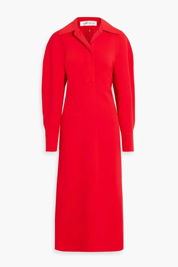Victoria Beckham Crepe Midi Shirt Dress - Red