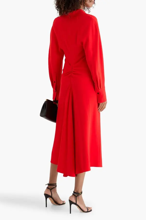 Victoria Beckham Crepe Midi Shirt Dress - Red