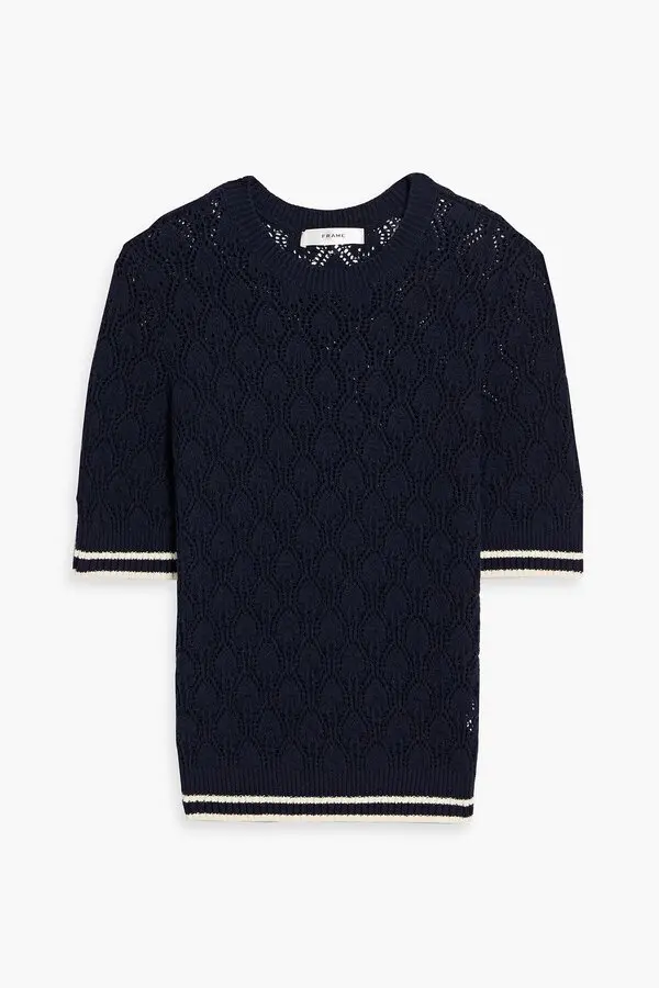 FRAME Rookie Crew Pointelleknit Cottonblend Sweater