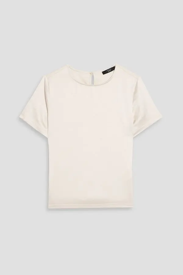 Max Mara Paneled Satin And Lyocellblend Top - Ivory