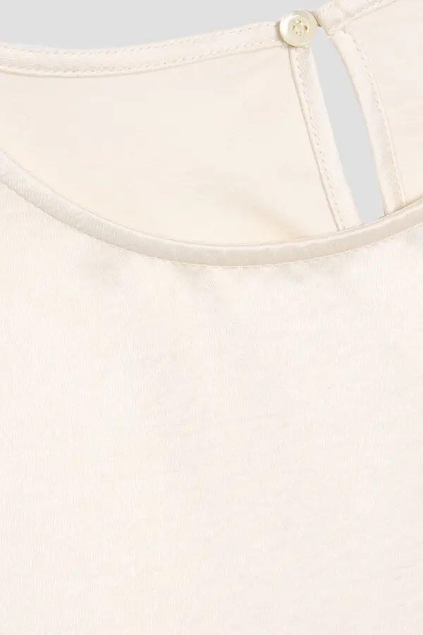 Max Mara Paneled Satin And Lyocellblend Top - Ivory