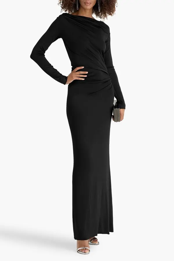 Victoria Beckham Draped Jersey Maxi Dress