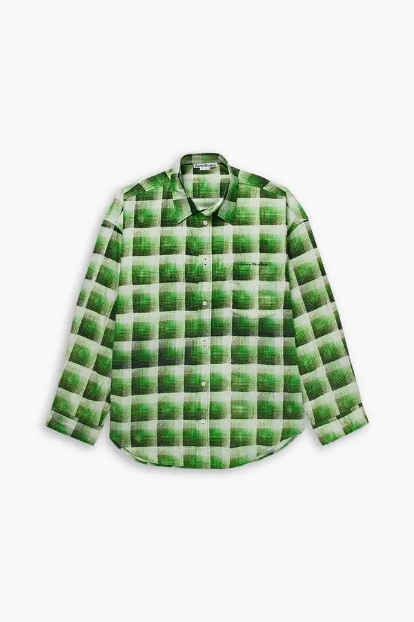 Acne Studios Setar Logoembroidered Checked Cottonflannel Shirt