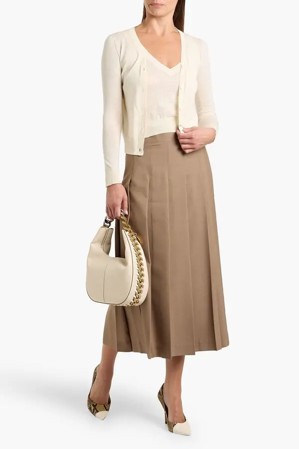 Max Mara Silk And Linenblend Tank And Cardigan Set
