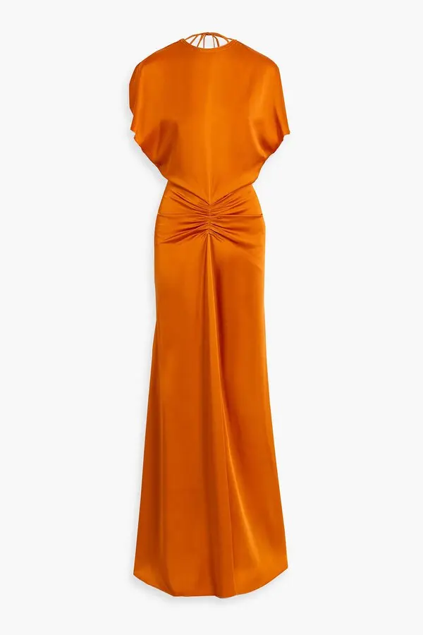 Victoria Beckham Ruched Satincrepe Maxi Dress - Orange