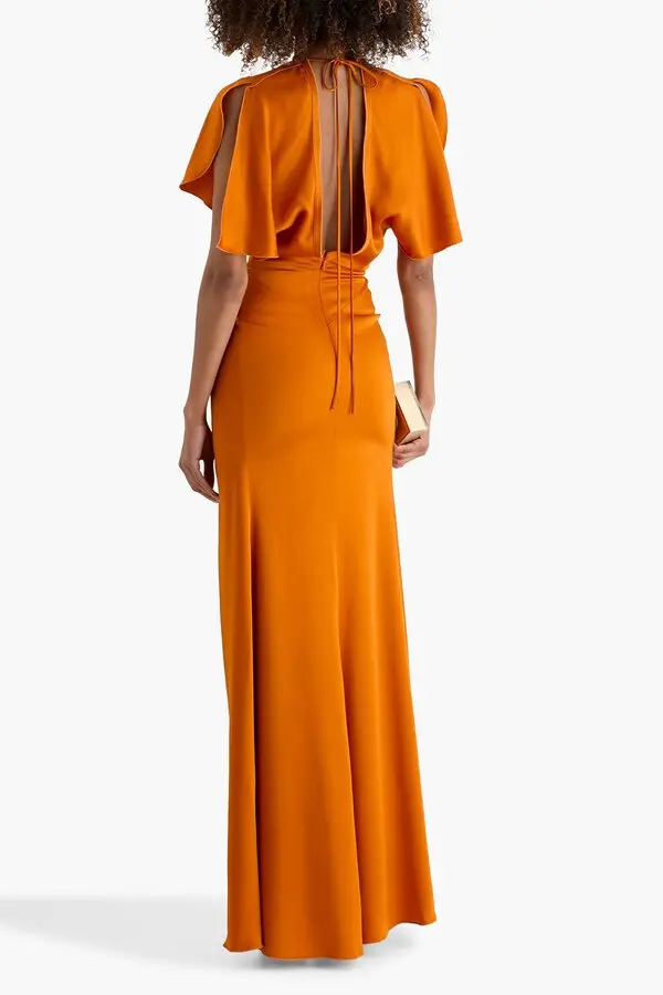 Victoria Beckham Ruched Satincrepe Maxi Dress