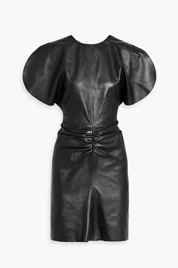 Victoria Beckham Ruched Leather Mini Dress
