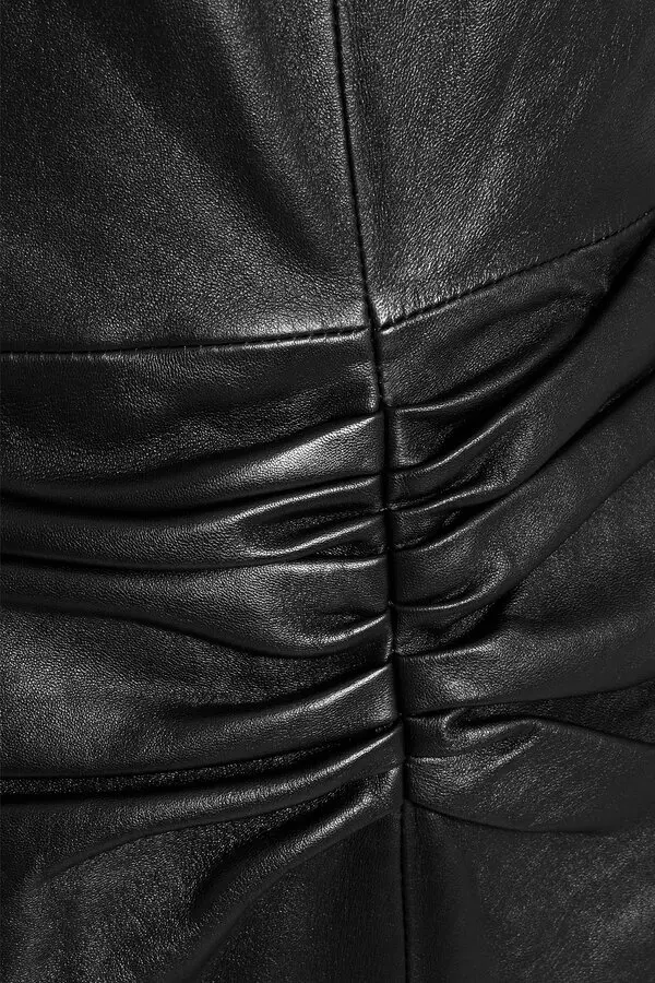 Victoria Beckham Ruched Leather Mini Dress