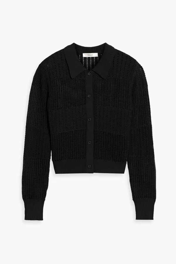 FRAME Pointelleknit Cardigan - Black
