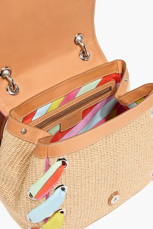 Emilio Pucci Leathertrimmed Faux Raffia Tote - Neutral