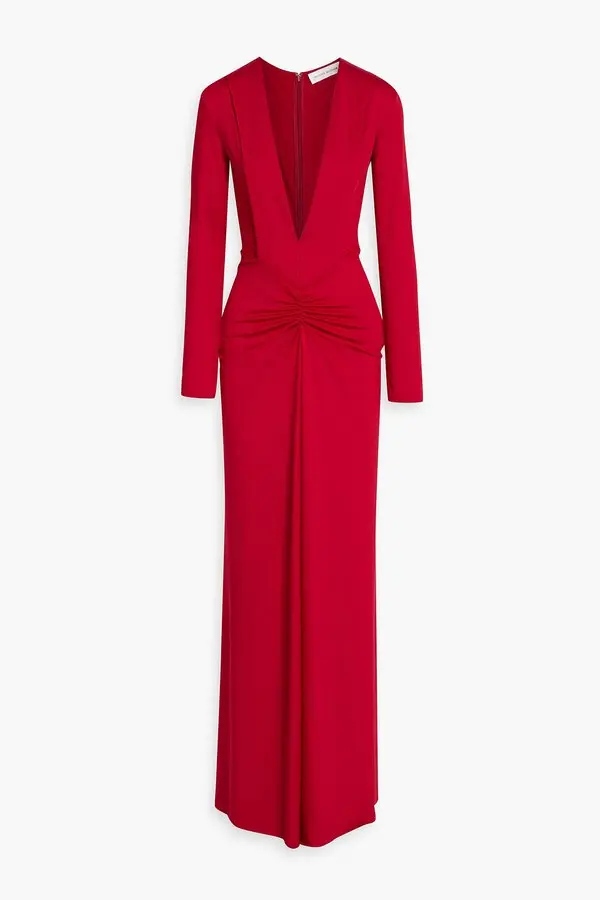 Victoria Beckham Gathered Jersey Gown - Red