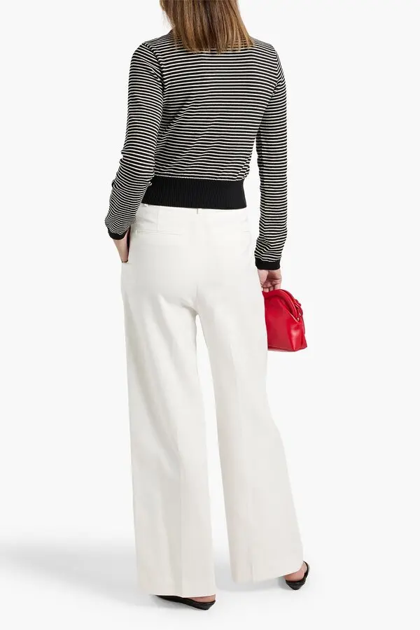 FRAME Striped Cotton Polo Sweater