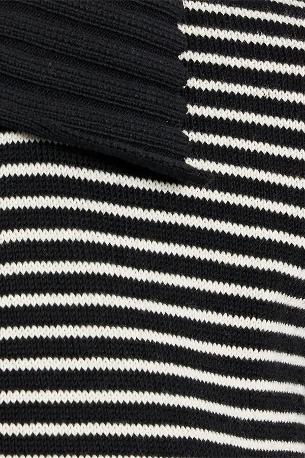 FRAME Striped Cotton Polo Sweater