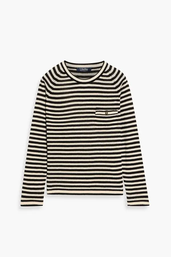 Max Mara Canti Striped Linen Sweater - Black