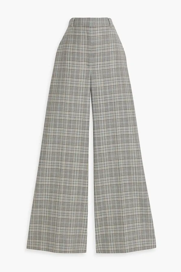 Stella McCartney Prince Of Wales Checked Wooltweed Wideleg Pants - Ivory