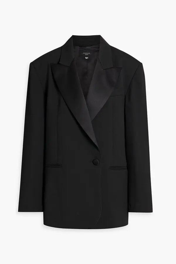 Max Mara Satintrimmed Twill Blazer - Black