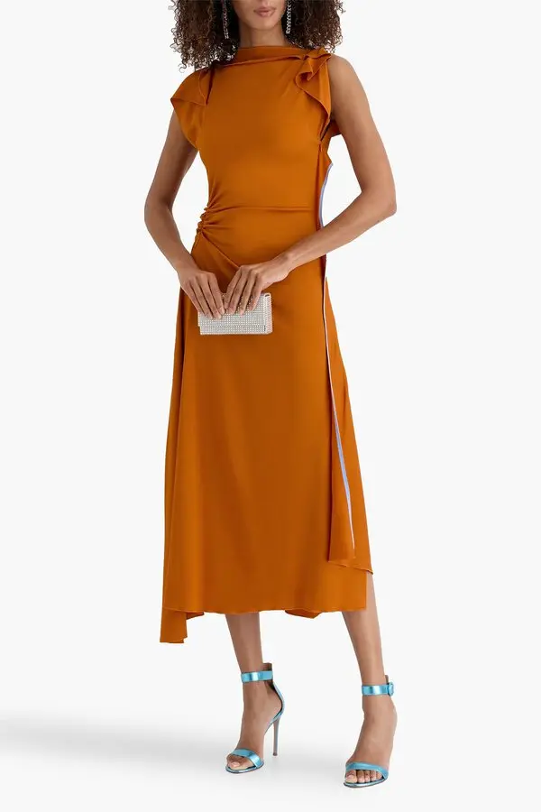 Victoria Beckham Draped Satincrepe Midi Dress