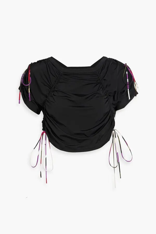 Emilio Pucci Cropped Stretch-jersey Top With Embellishments