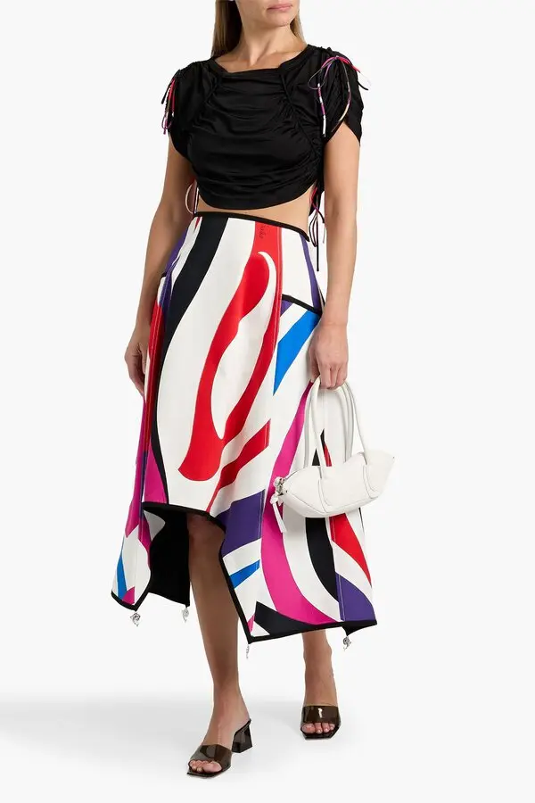 Emilio Pucci Cropped Stretch-jersey Top With Embellishments