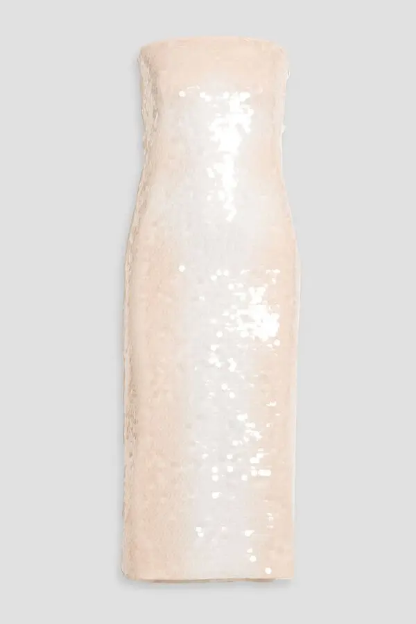 Sportmax Stemma Strapless Sequin Midi Dress - Neutral
